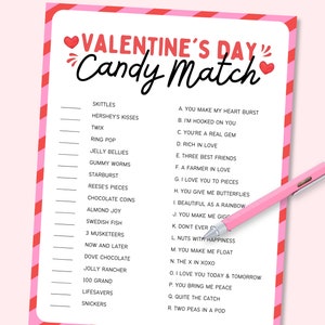 Valentines Day Candy Match, Valentines Day Party Game, Valentine Day ...
