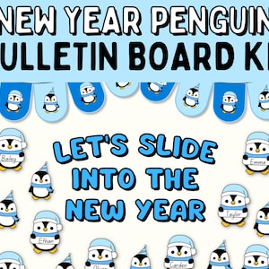 Penguin New Years Bulletin Board Kit, New Year January Bulletin Board ...