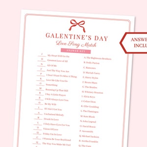 Valentines Day Love Songs Match Game, Valentines Day Party Game ...