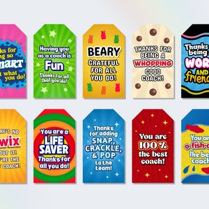 Sports Coach Appreciation Candy Gift Tags, Thank You Coach Tag for End ...