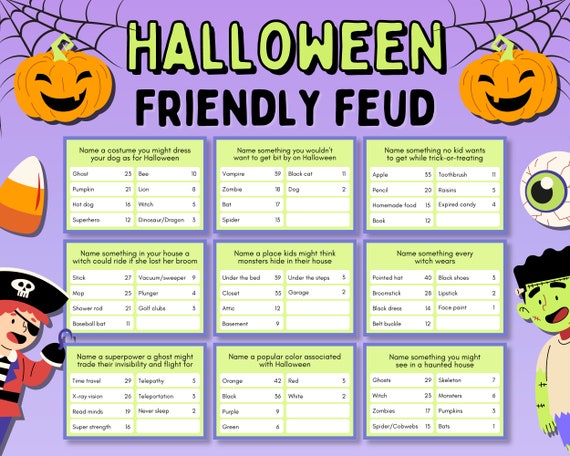 Halloween Family Feud Game Halloween Family Game Halloween - Etsy