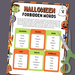Halloween Forbidden Words, Halloween Party Game, Halloween Game for ...