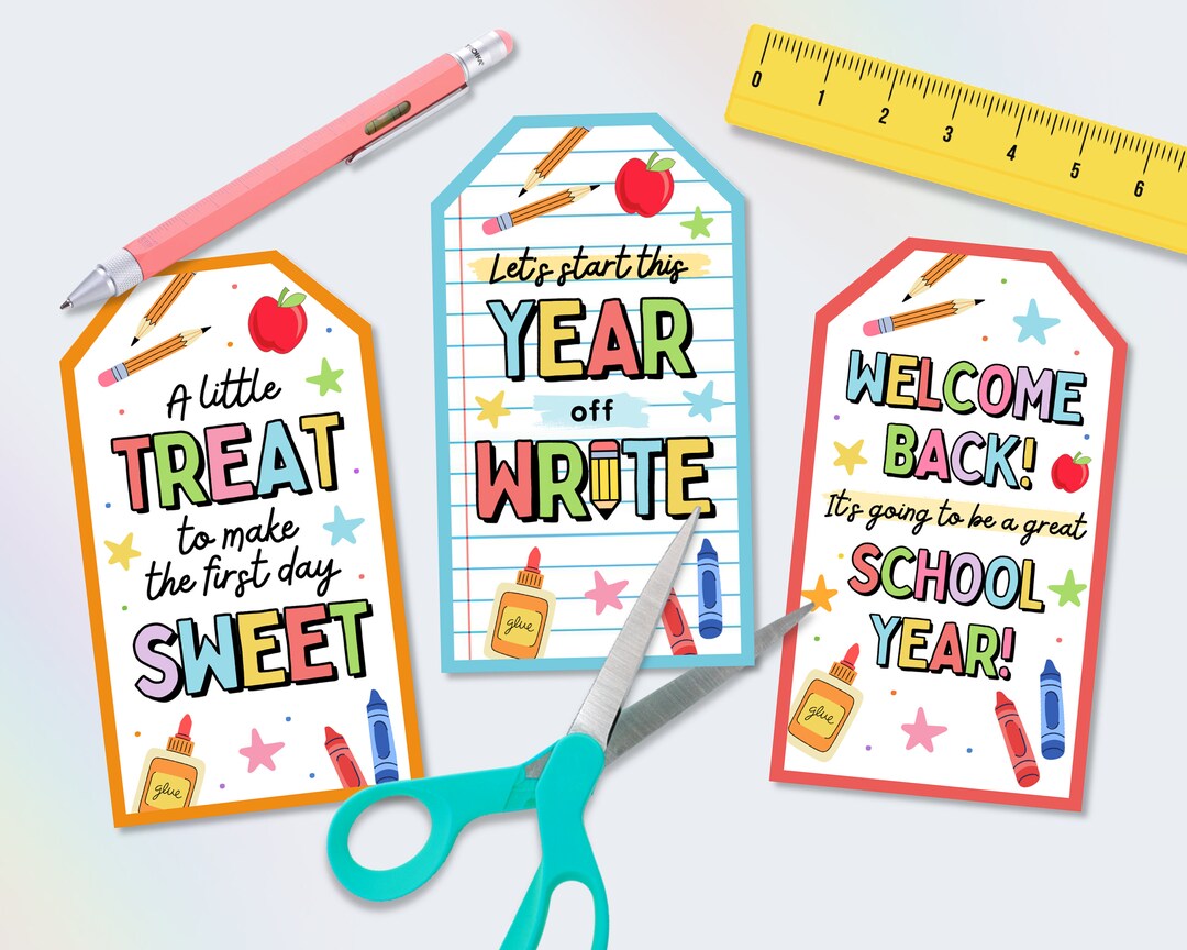Printable Back to School Gift Tags, Gift Tags for Student First Day of ...