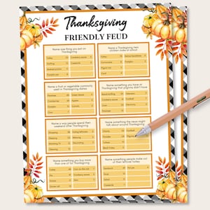 Thanksgiving Friendly Feud Game, Thanksgiving Family Feud, Thanksgiving ...