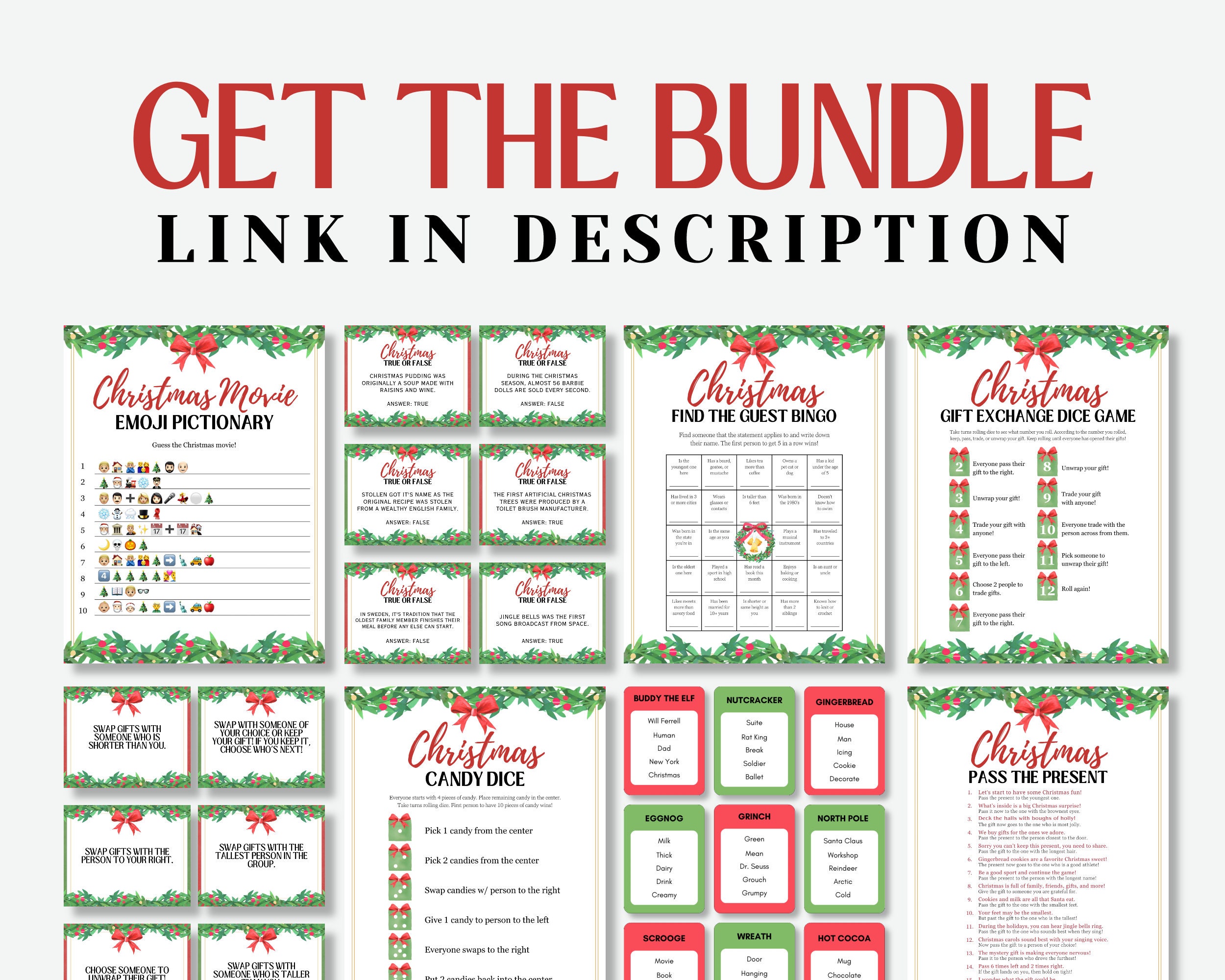 Christmas Candy Match Quiz, Printable Christmas Party Game, Christmas ...