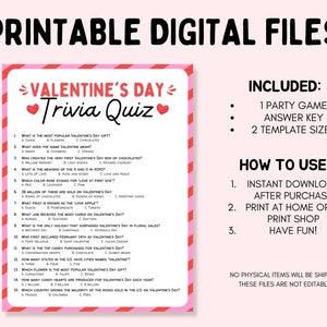 Valentines Day Trivia Game, Valentine Day Party Game for Kids ...
