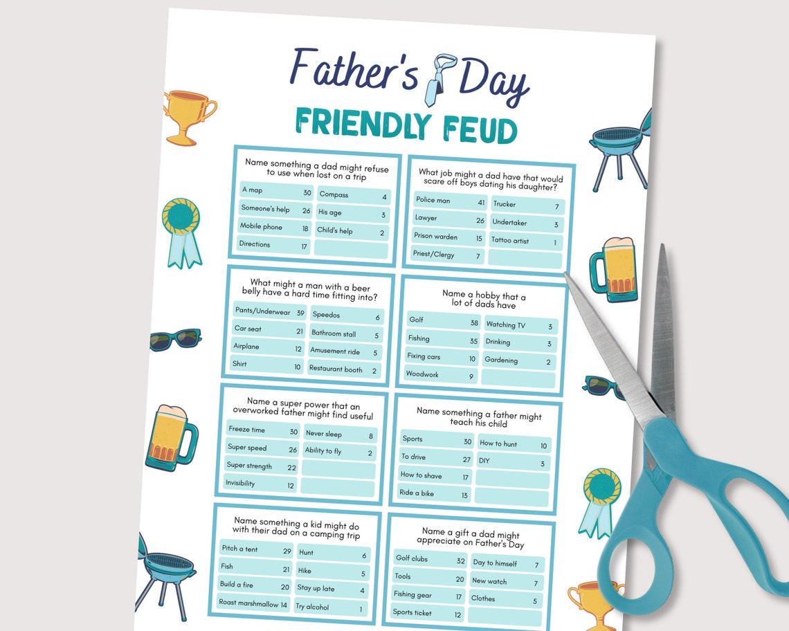 Fathers Day Family Feud, Fathers Day Trivia Feud, Fathers Day Game for ...