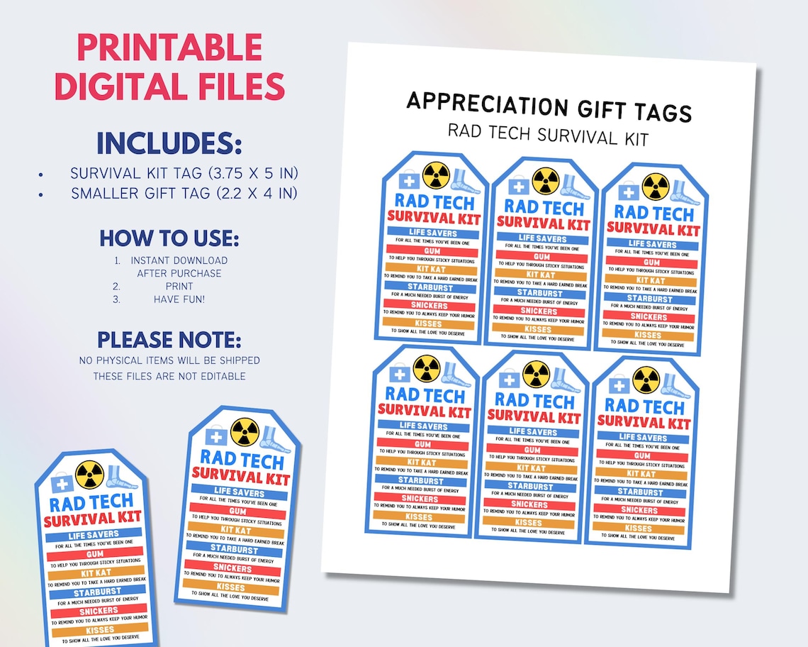 Radiologic Technologist Appreciation Gift Tag, Radiology Tech Survival ...