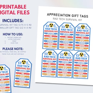 Radiologic Technologist Appreciation Gift Tag, Radiology Tech Survival ...