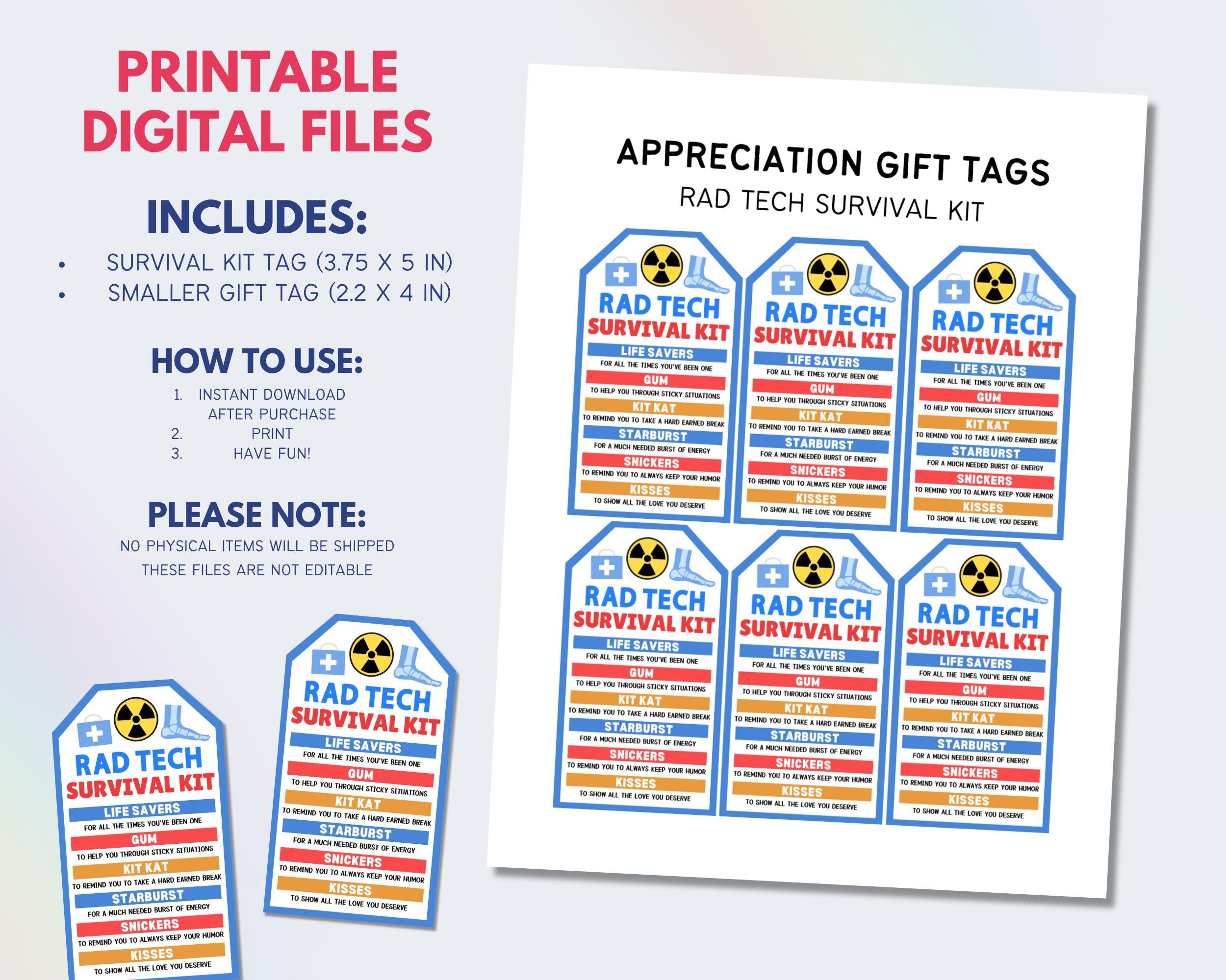 Radiologic Technologist Appreciation Gift Tag, Radiology Tech Survival ...