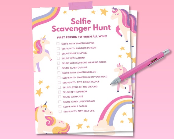 Selfie Scavenger Hunt Girls Birthday Party Games Cute - Etsy