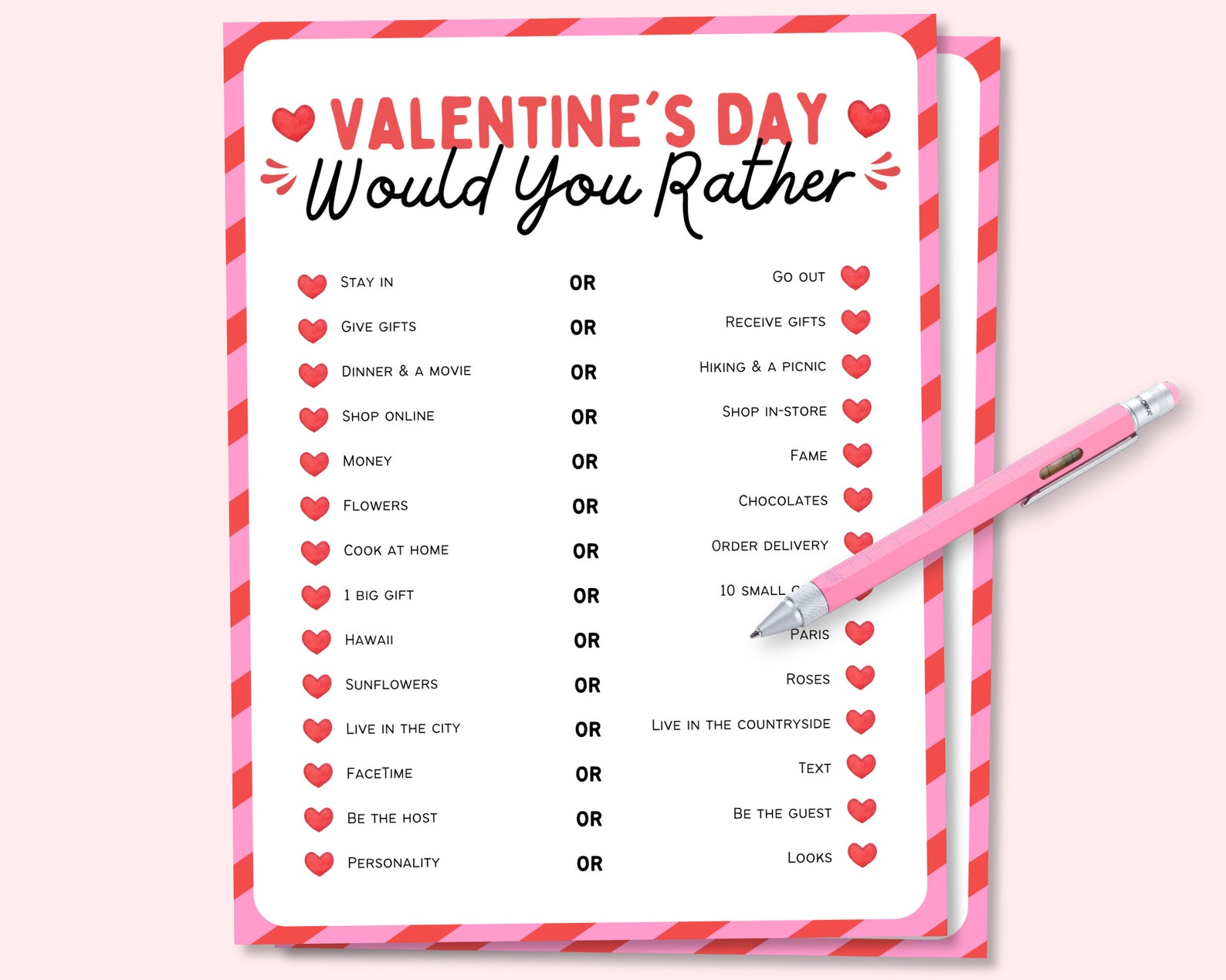 Valentines Day Would You Rather Game, Valentines Day This or That Game ...