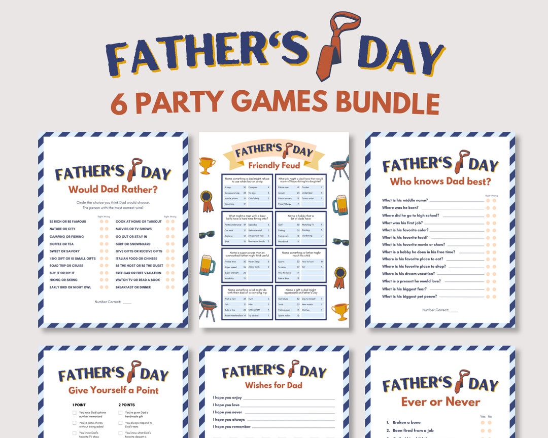 Fathers Day Party Games Bundle, Printable Fathers Day Games, Fathers ...