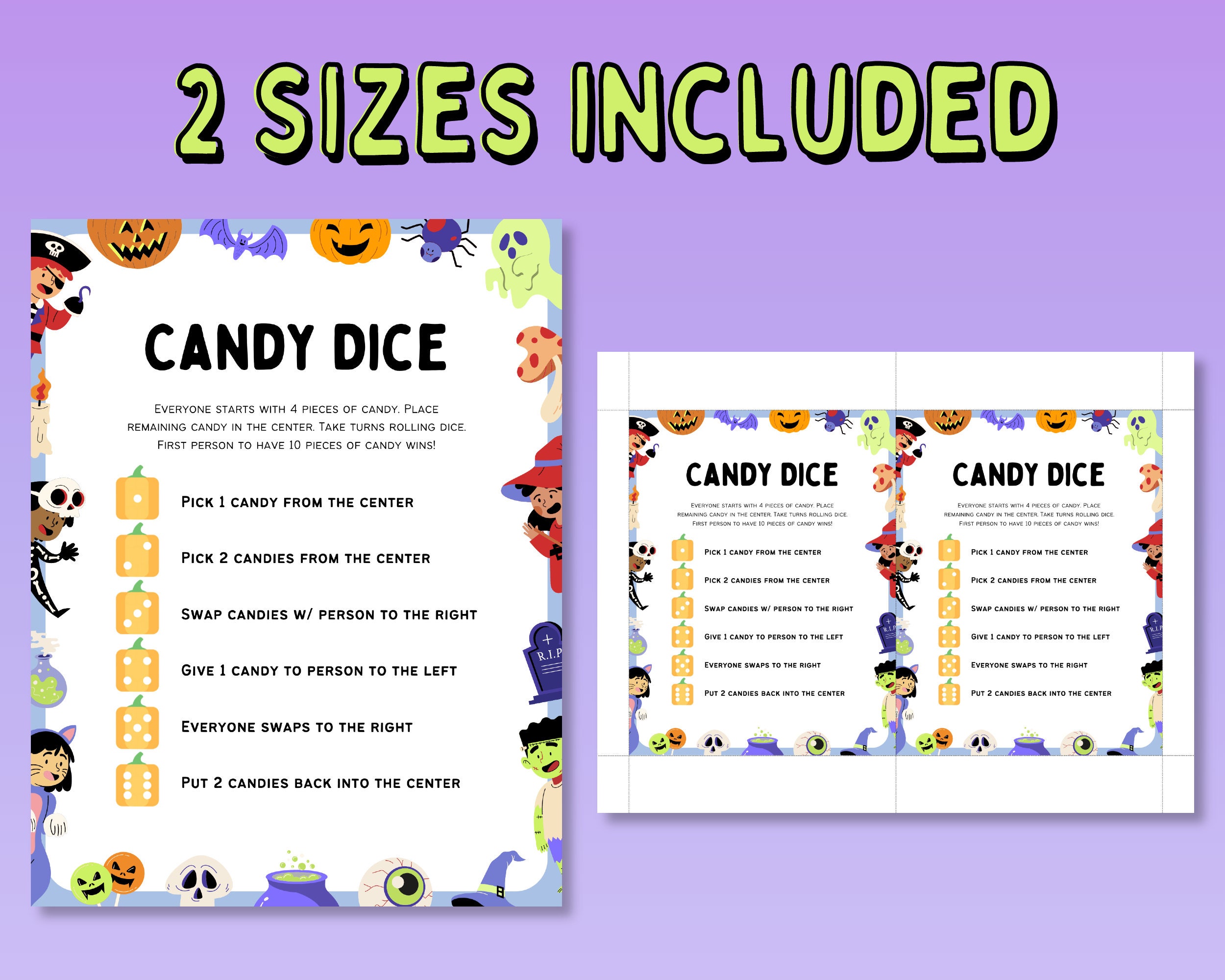Halloween Candy Dice Game, Halloween Printable Party Game, Halloween ...