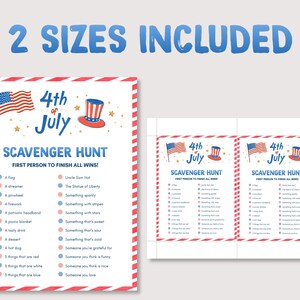 4th of July Scavenger Hunt, Printable Fourth of July Kids Activity ...