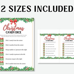 Christmas Candy Dice Game, Printable Christmas Game for Kids, Christmas ...
