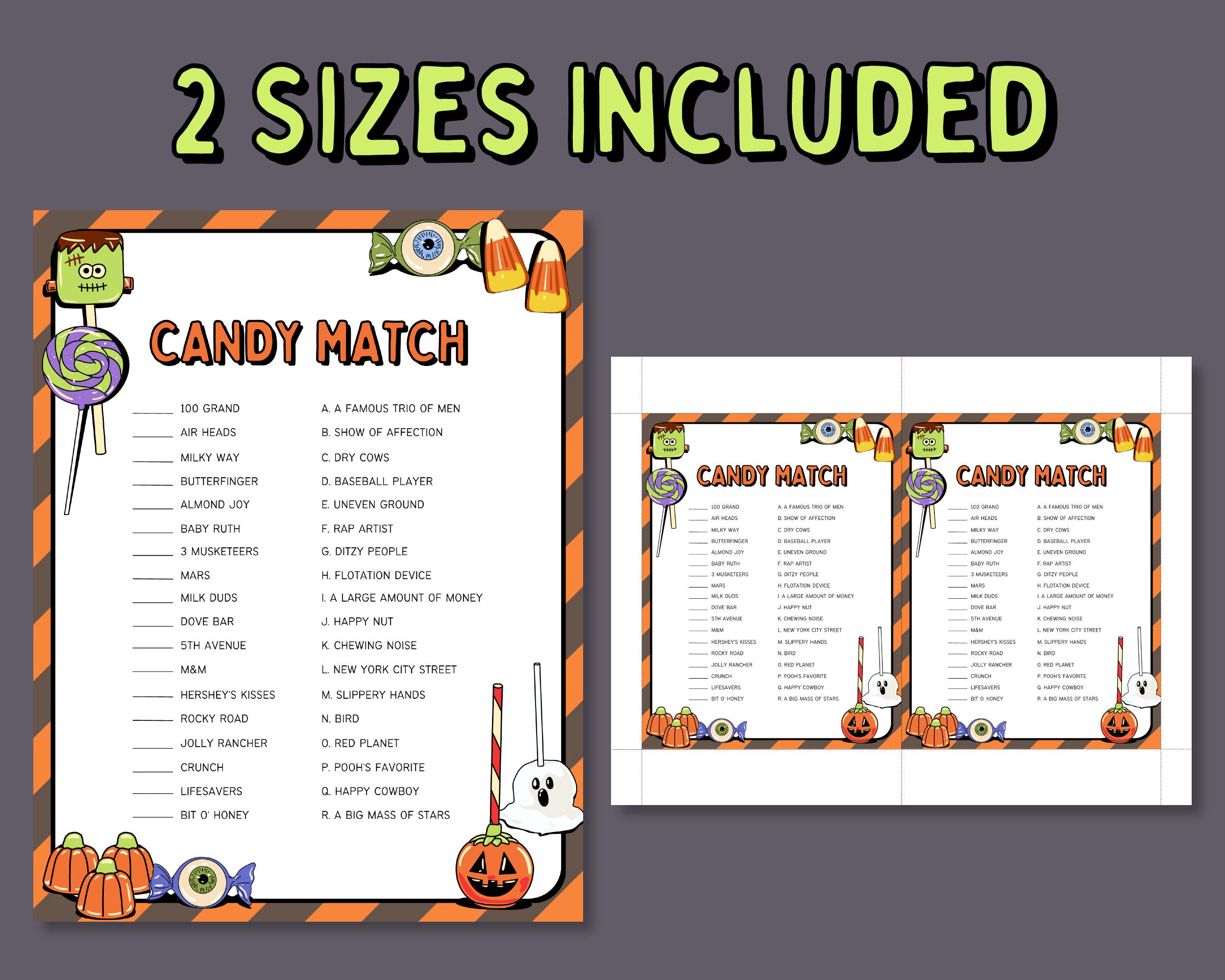 Halloween Candy Match Game, Halloween Trivia Quiz, Halloween Activity ...