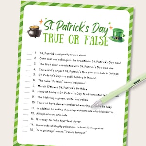 St Patrick's Day True or False Quiz, St Patrick's Day Trivia Quiz, St ...