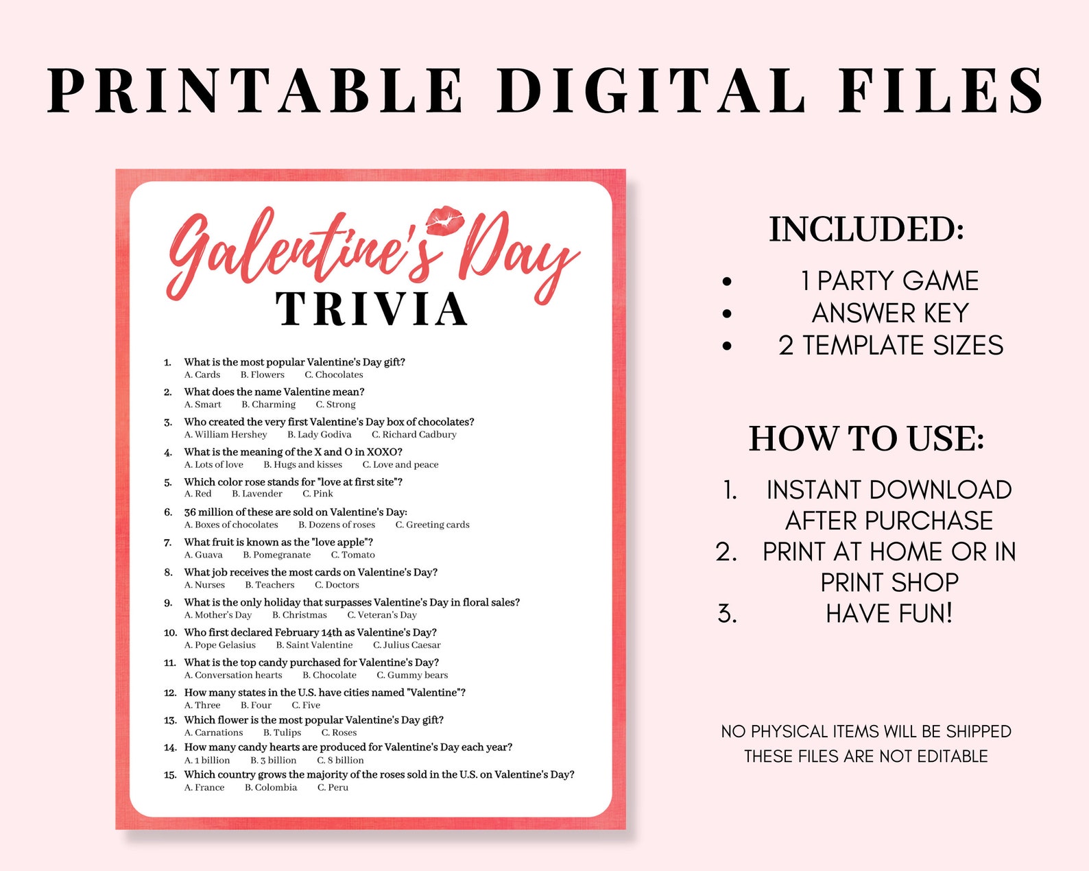 Galentines Day Trivia Game, Galentines Day Party Game, Valentines Day ...
