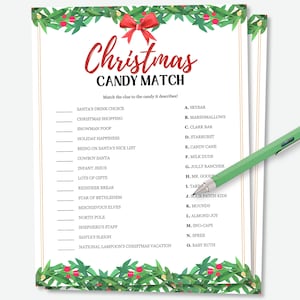 Christmas Candy Match Quiz, Printable Christmas Party Game, Christmas ...