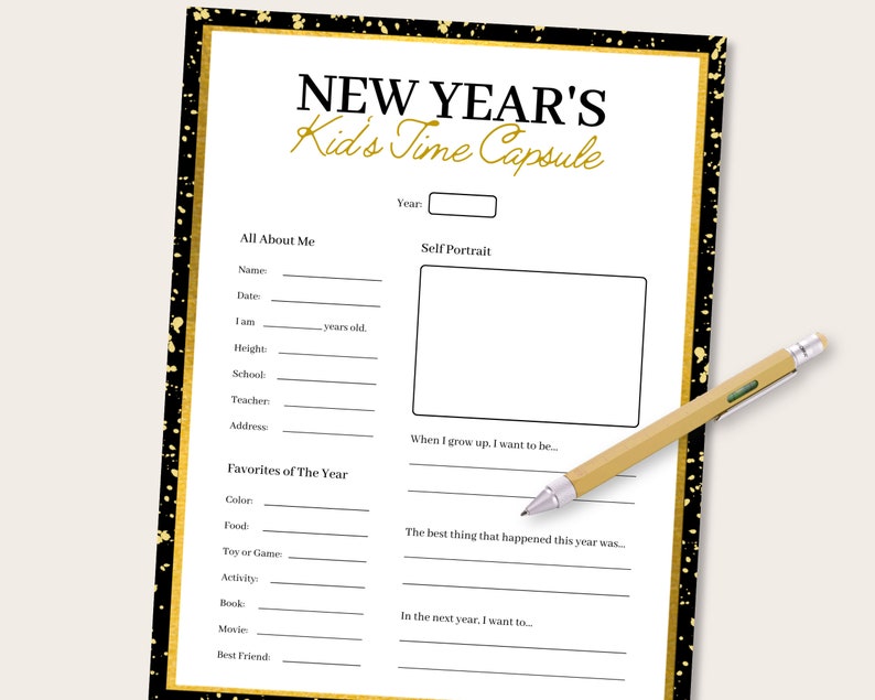 New Years Eve Kids Time Capsule Game New Years Party Game - Etsy