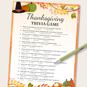 Thanksgiving Trivia Game, Thanksgiving Trivia Quiz for Kids ...