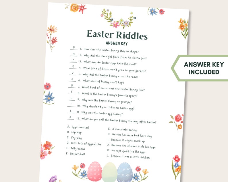 Easter Riddles Easter Riddles for Kids Fun Easter Activity - Etsy