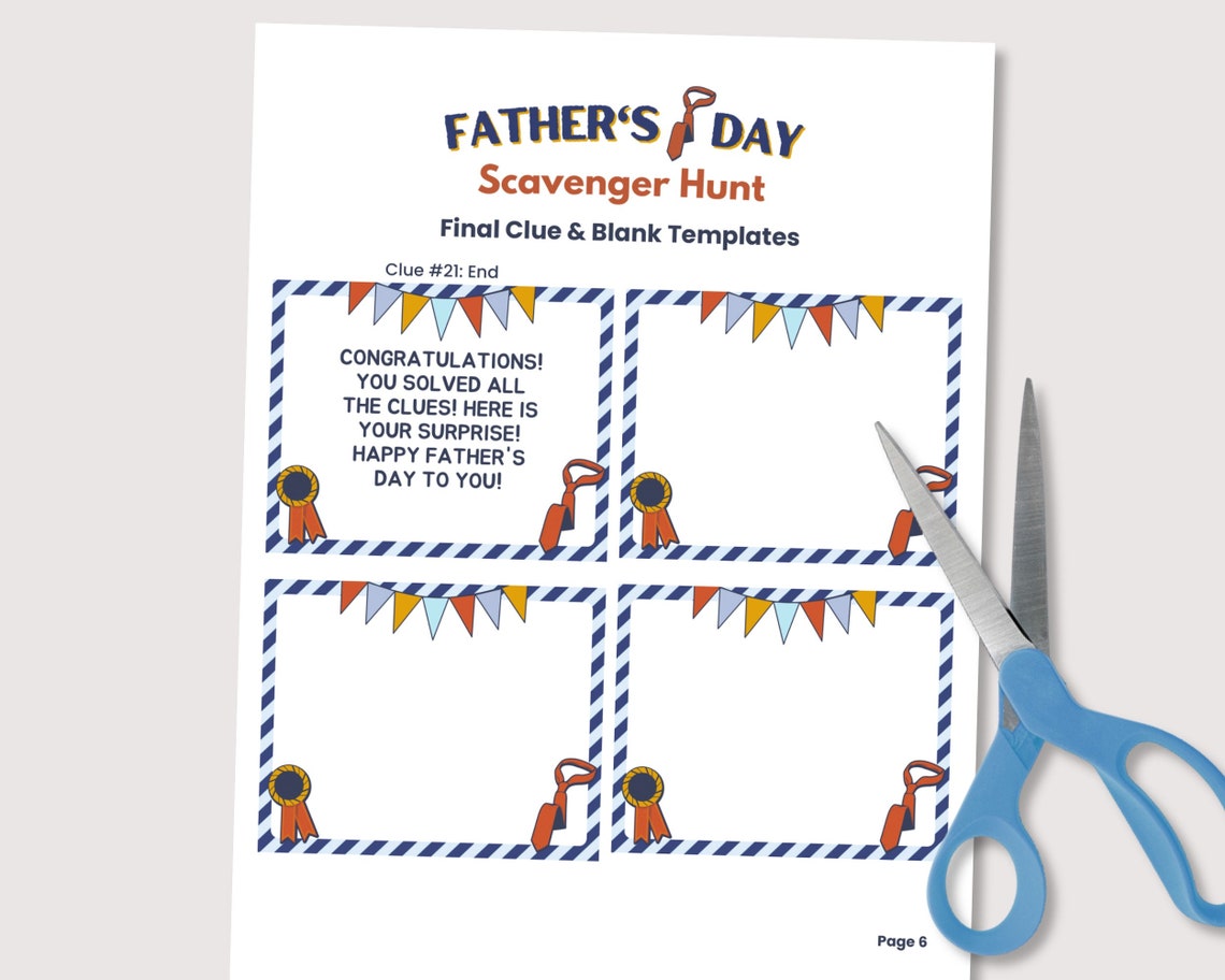 Printable Fathers Day Scavenger Hunt, Fathers Day Treasure Hunt Clues ...