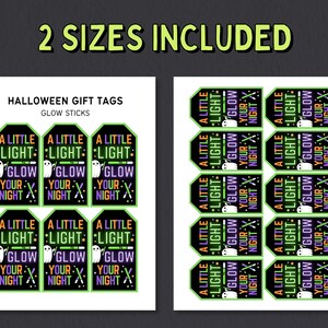 Halloween Glow Stick Tag, Halloween Glow Stick Favor for Kids ...