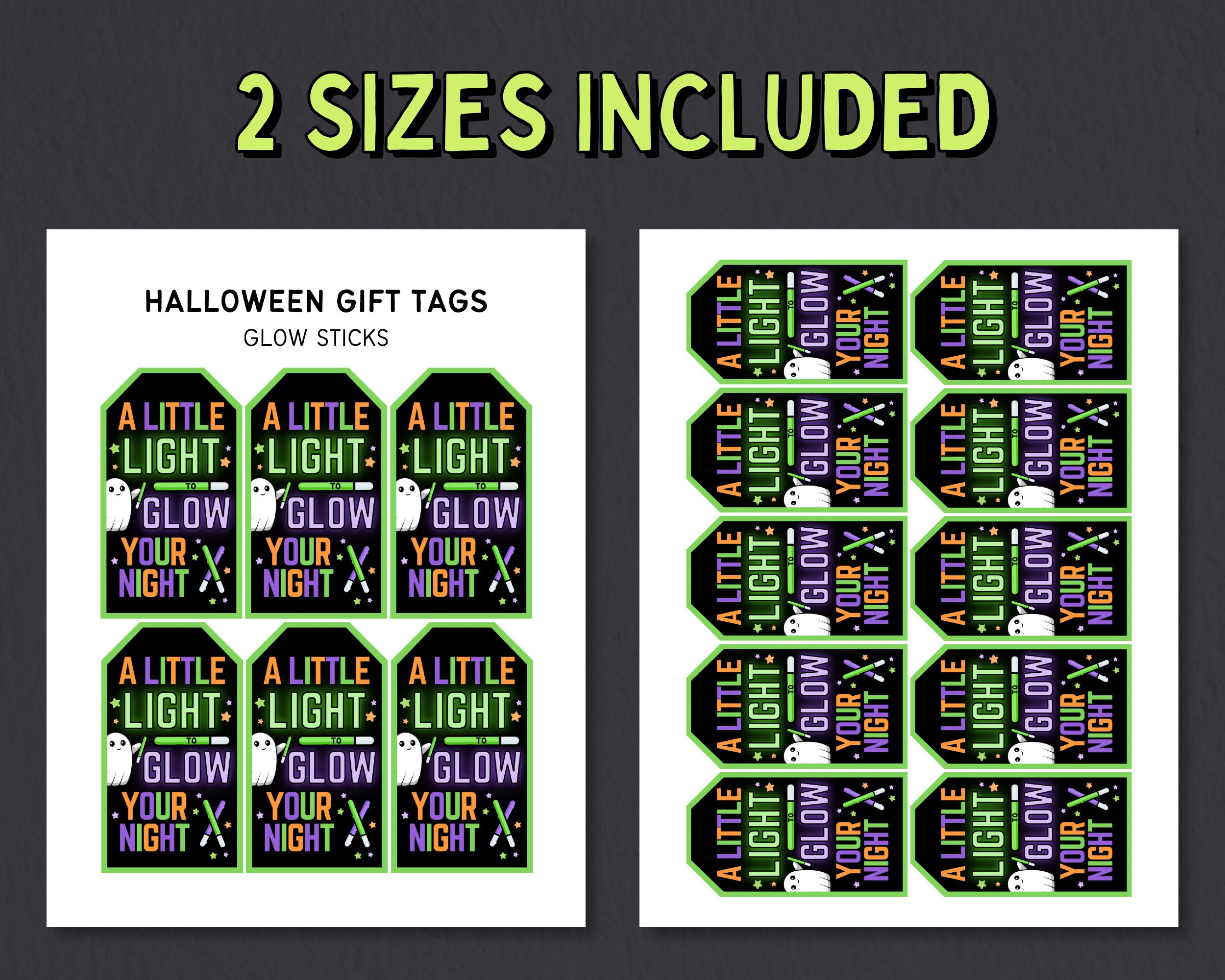 Halloween Glow Stick Tag, Halloween Glow Stick Favor for Kids ...