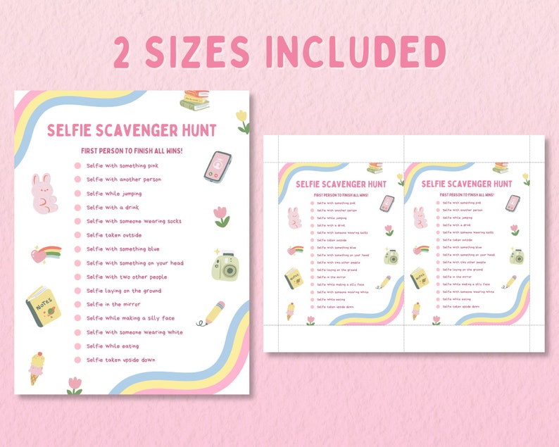 Selfie Scavenger Hunt Girls Birthday Party Games Slumber - Etsy