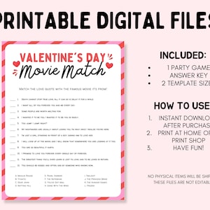 Valentines Day Movie Match Game, Galentines Day Party Game, Ladies ...