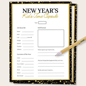 New Years Eve Kids Time Capsule Game, New Years Party Game, New Year ...