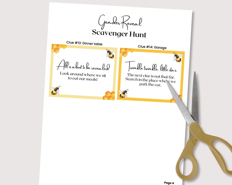 Bee Gender Reveal Scavenger Hunt Bee Gender Reveal Hunt - Etsy