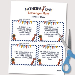 Printable Fathers Day Scavenger Hunt, Fathers Day Treasure Hunt Clues ...