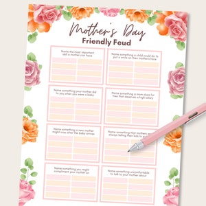 Mothers Day Friendly Feud, Mothers Day Family Feud, Mothers Day Trivia ...