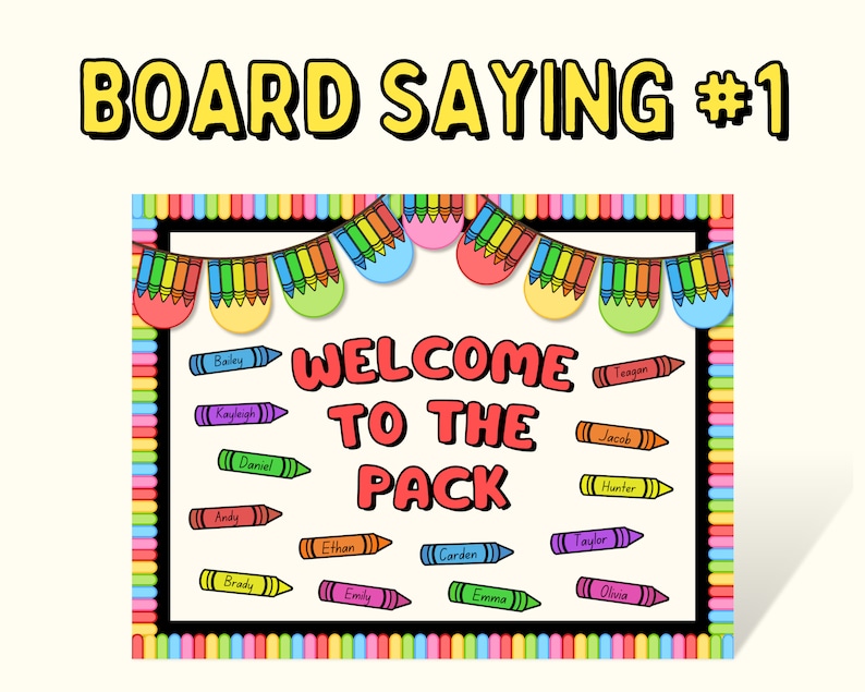 Welcome Back to School Bulletin Board Kit, Crayon Bulletin Board Decor ...