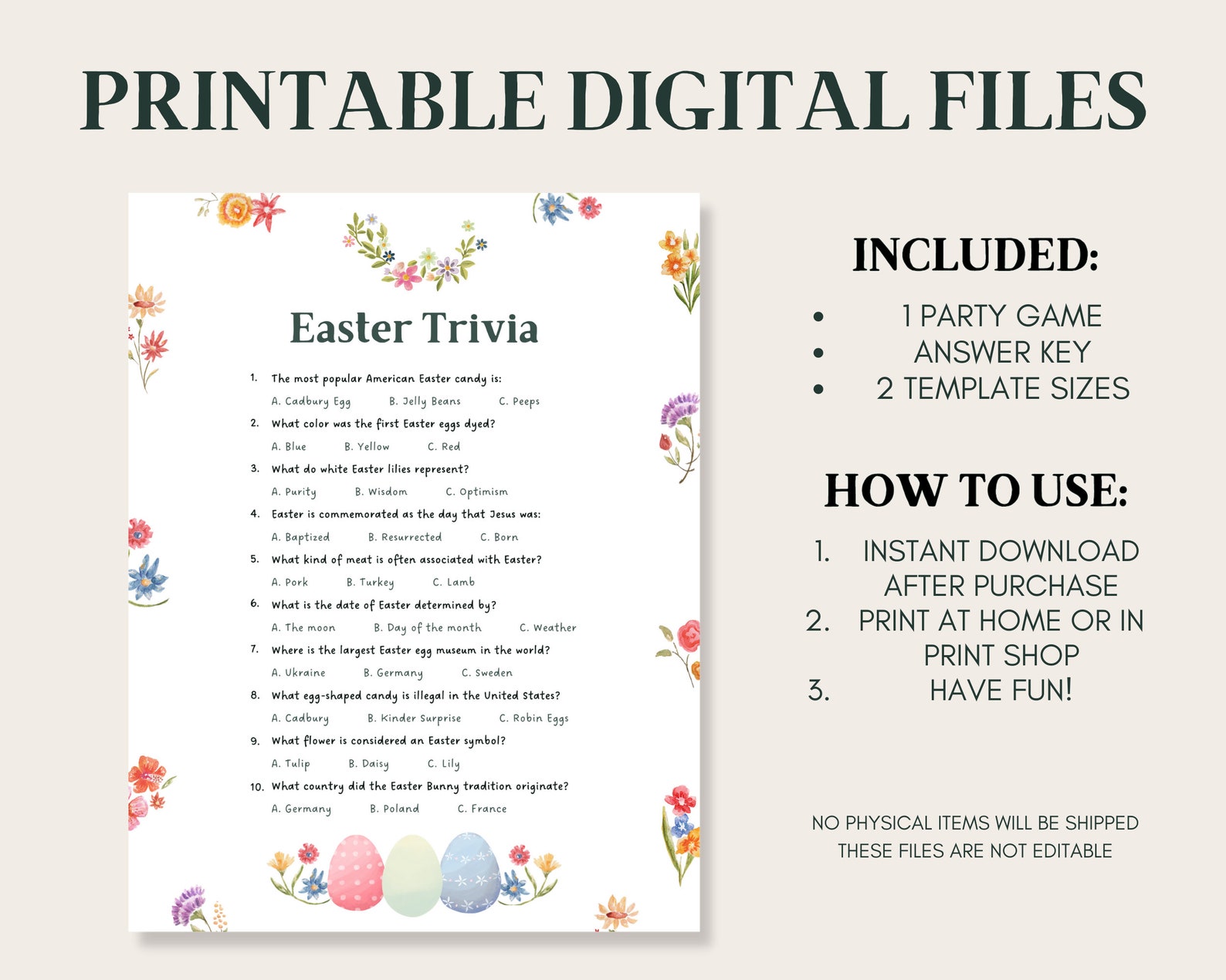 Easter Trivia Game Easter Trivia Feud Easter Trivia Quiz - Etsy