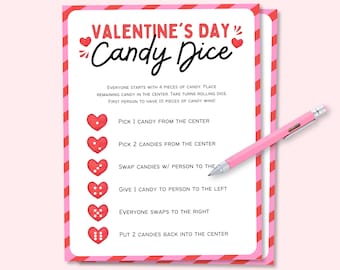 Valentines Day Candy Dice Game, Fun Kids Valentine Day Party Game ...