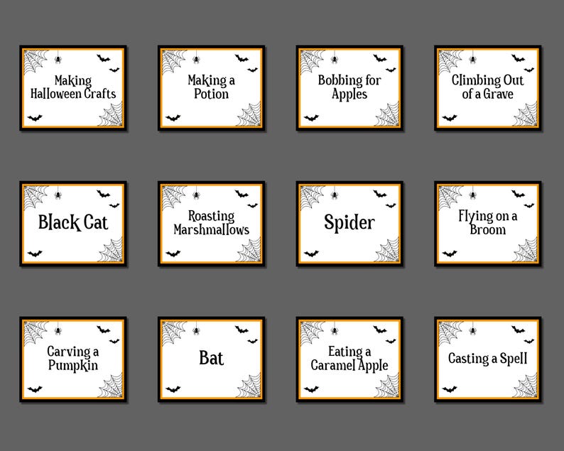 Printable Halloween Charades Cards, Halloween Game for Kids and Adult ...