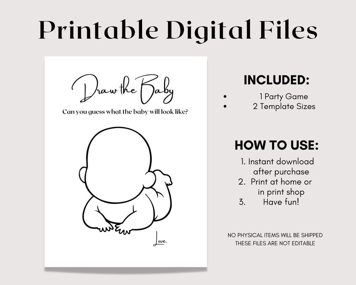 Draw the Baby Gender Reveal Games Baby Shower Games - Etsy