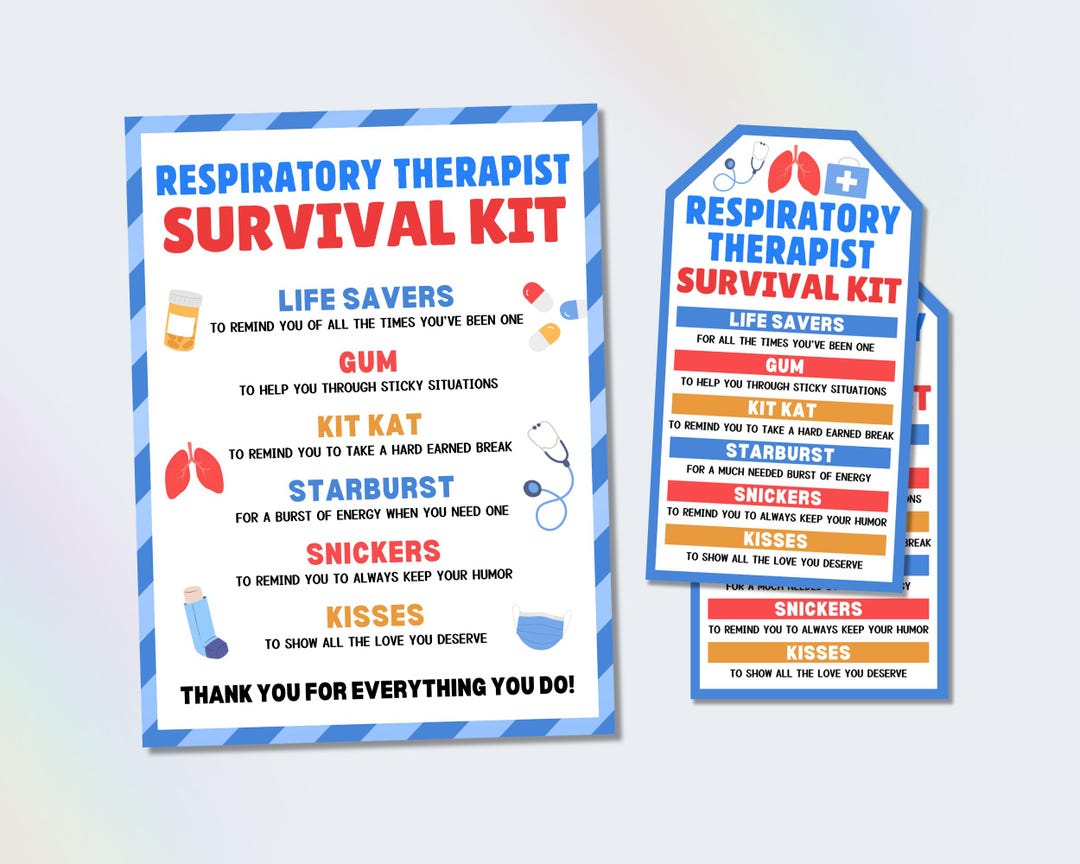 Respiratory Care Week Gift Tag, Respiratory Therapist Survival Kit Tag ...