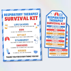 Respiratory Care Week Gift Tag, Respiratory Therapist Survival Kit Tag, Respiratory Care ...