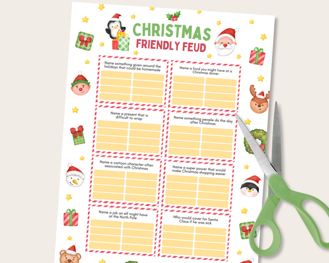 Christmas Friendly Feud Holiday Family Feud Game Christmas - Etsy