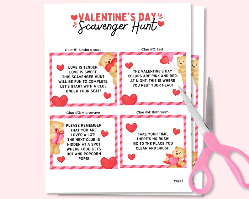 Valentines Day Scavenger Hunt Valentines Day Treasure Hunt - Etsy