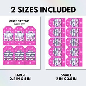 Nurse Appreciation Candy Bar Gift Tags, Thank You Nurse Gift Tag, Candy ...
