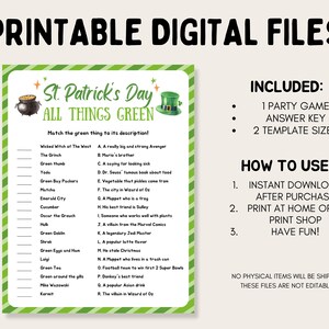 St Patrick's Day All Things Green Quiz, Fun St Patricks Day Quiz for ...