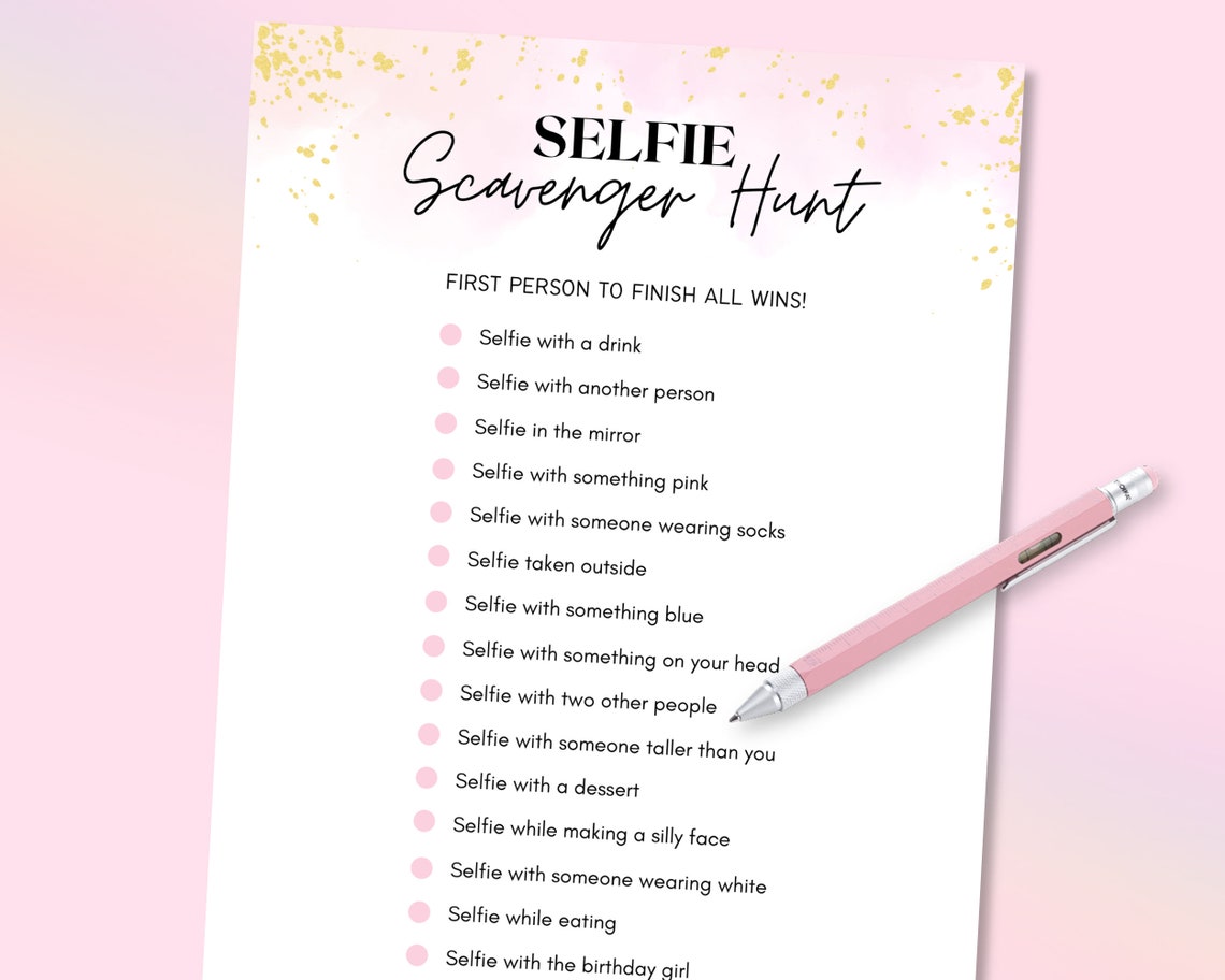Selfie Scavenger Hunt, Teen Girl Birthday Game, Birthday Games for Her ...