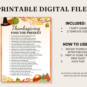 Thanksgiving Pass the Present, Thanksgiving Pass the Gift Game ...