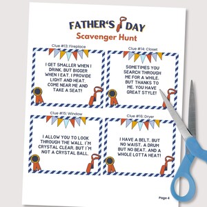 Printable Fathers Day Scavenger Hunt, Fathers Day Treasure Hunt Clues ...